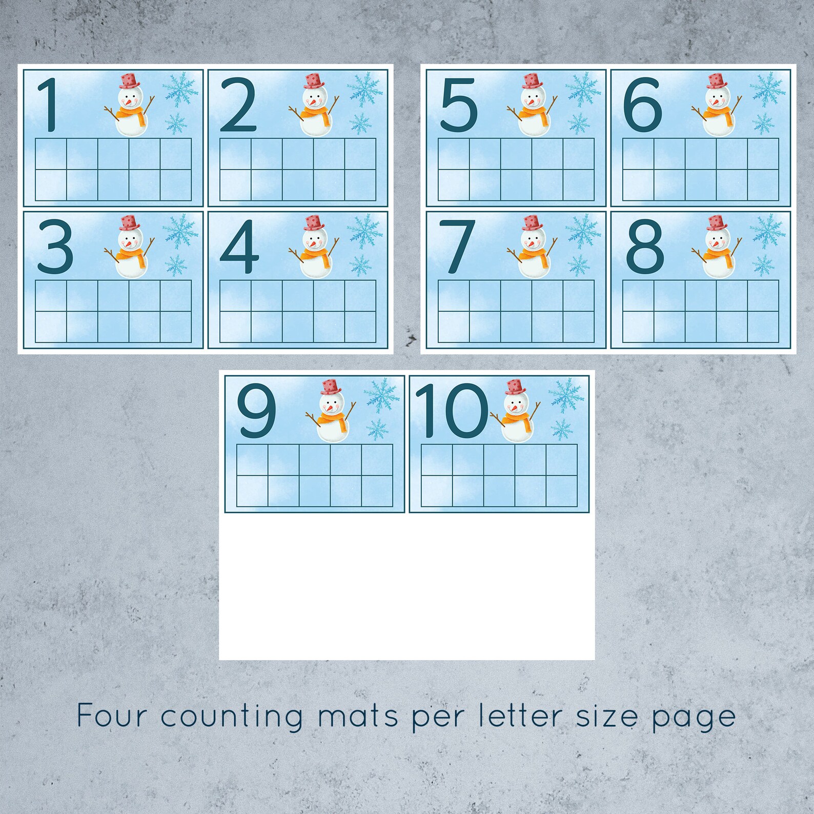 Snowman Number Cards and Counting Mats 1-10. Montessori Winter - Etsy