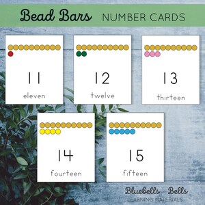 Montessori Beads Number Flash Cards. Math Preschool Printable Counting ...