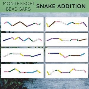 Montessori Beads Snake Addition Cards. Kindergarten and 1st Grade Math ...
