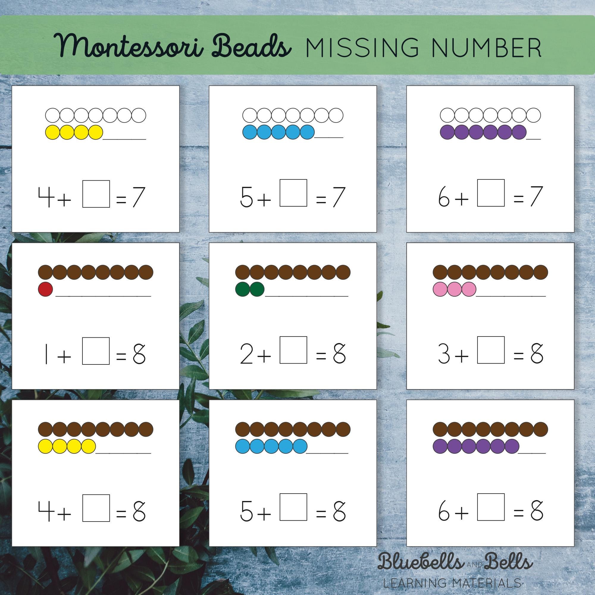 Montessori Beads Addition Printable. Kindergarten Number Bonds Activity ...