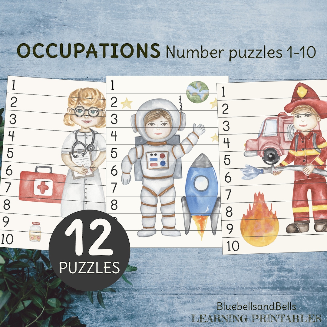 Occupations Puzzle Number Sequence 1-10. Community Helpers Printable ...