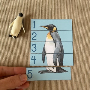 Toddler Arctic Animals Puzzle 1-5 Number. Penguin Printable Math ...