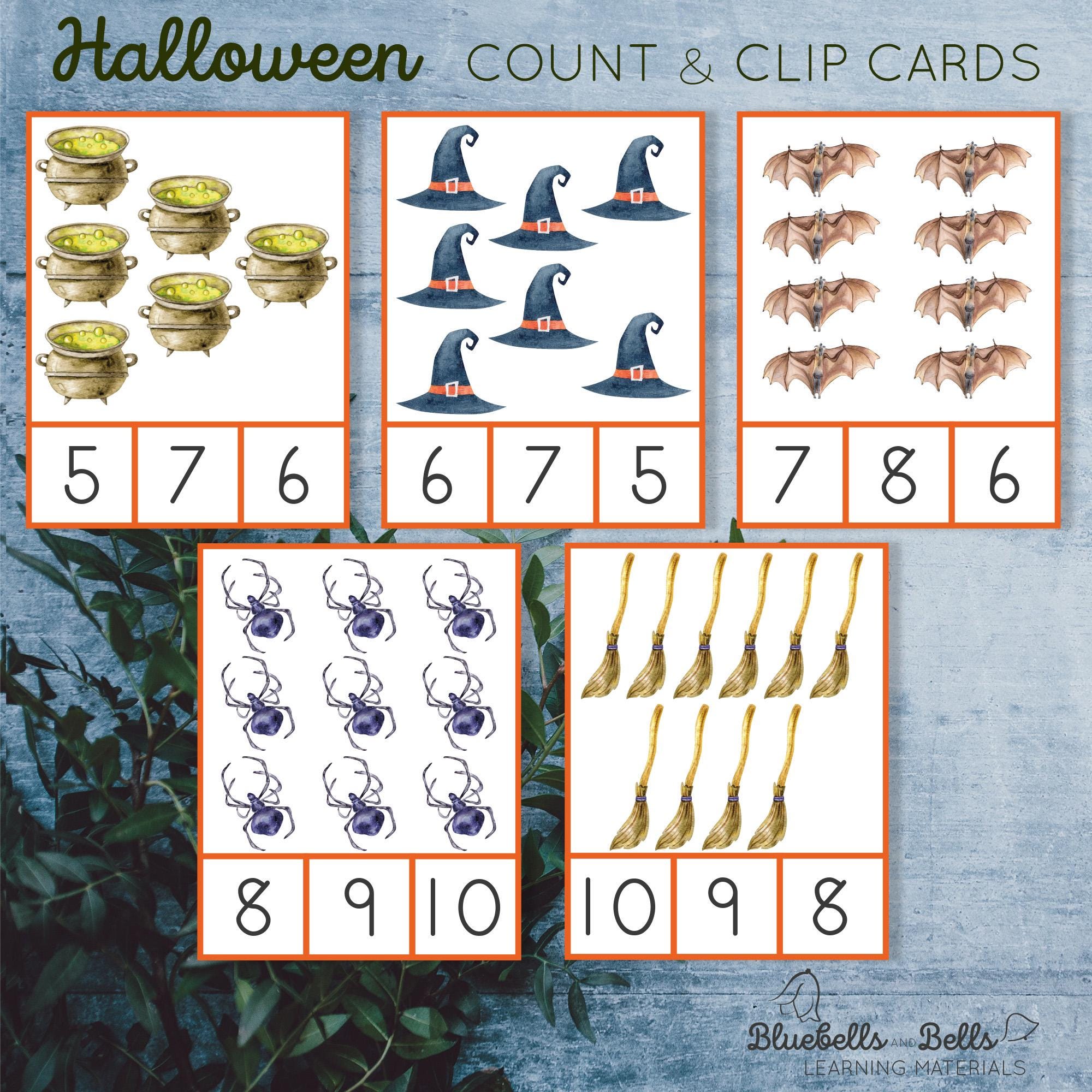 Halloween Printable Count and Clip Cards 1-10. Preschool Montessori ...