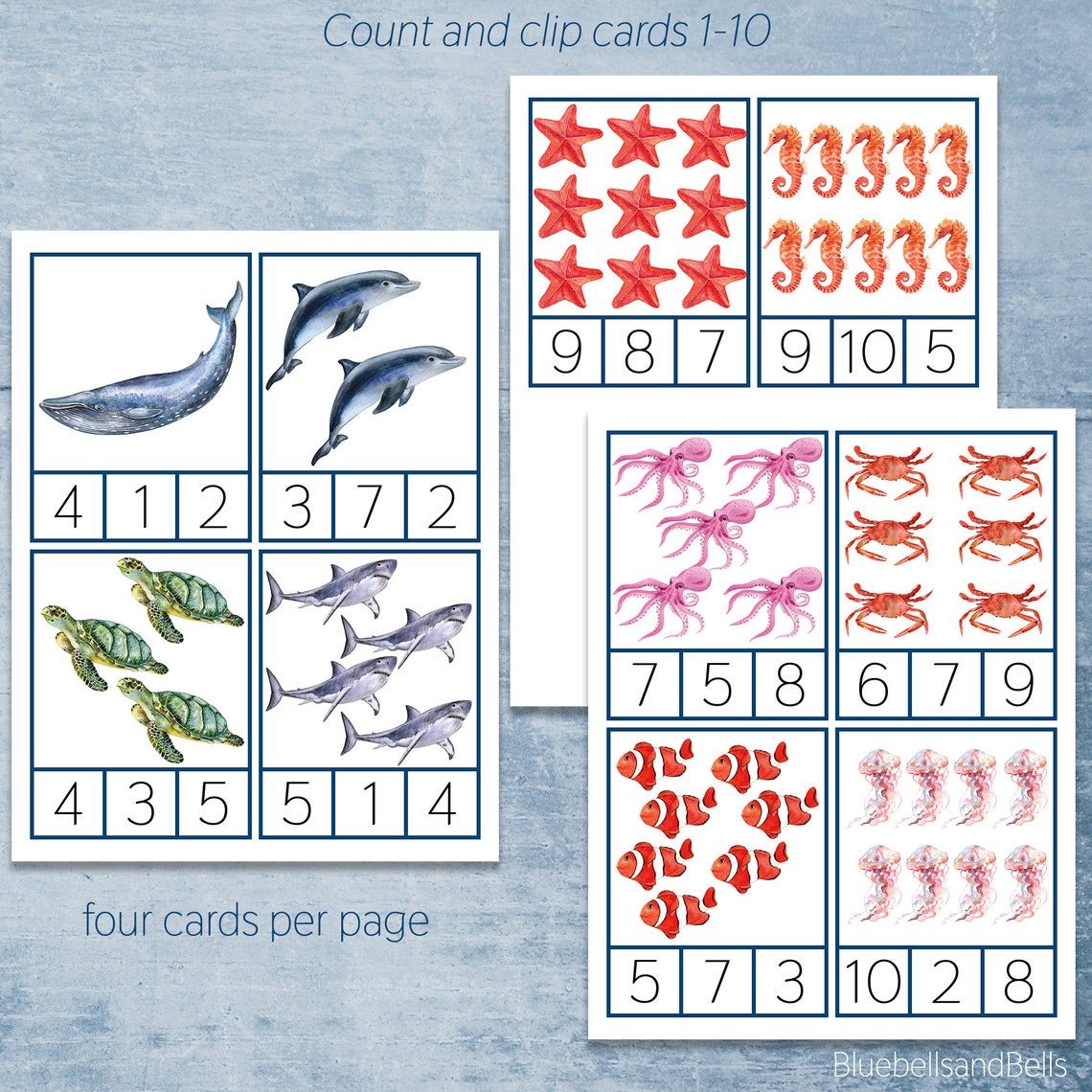 Ocean Animal Count and Clip Cards 1-10. Montessori Printable. - Etsy