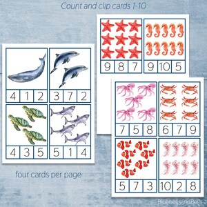 Ocean Animal Count and Clip Cards 1-10. Montessori Printable. - Etsy