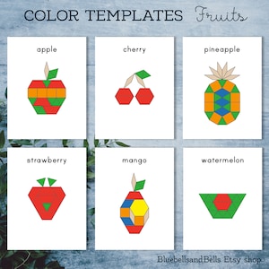 Fruits Pattern Blocks Templates. Toddler Shape Matching Activity. - Etsy