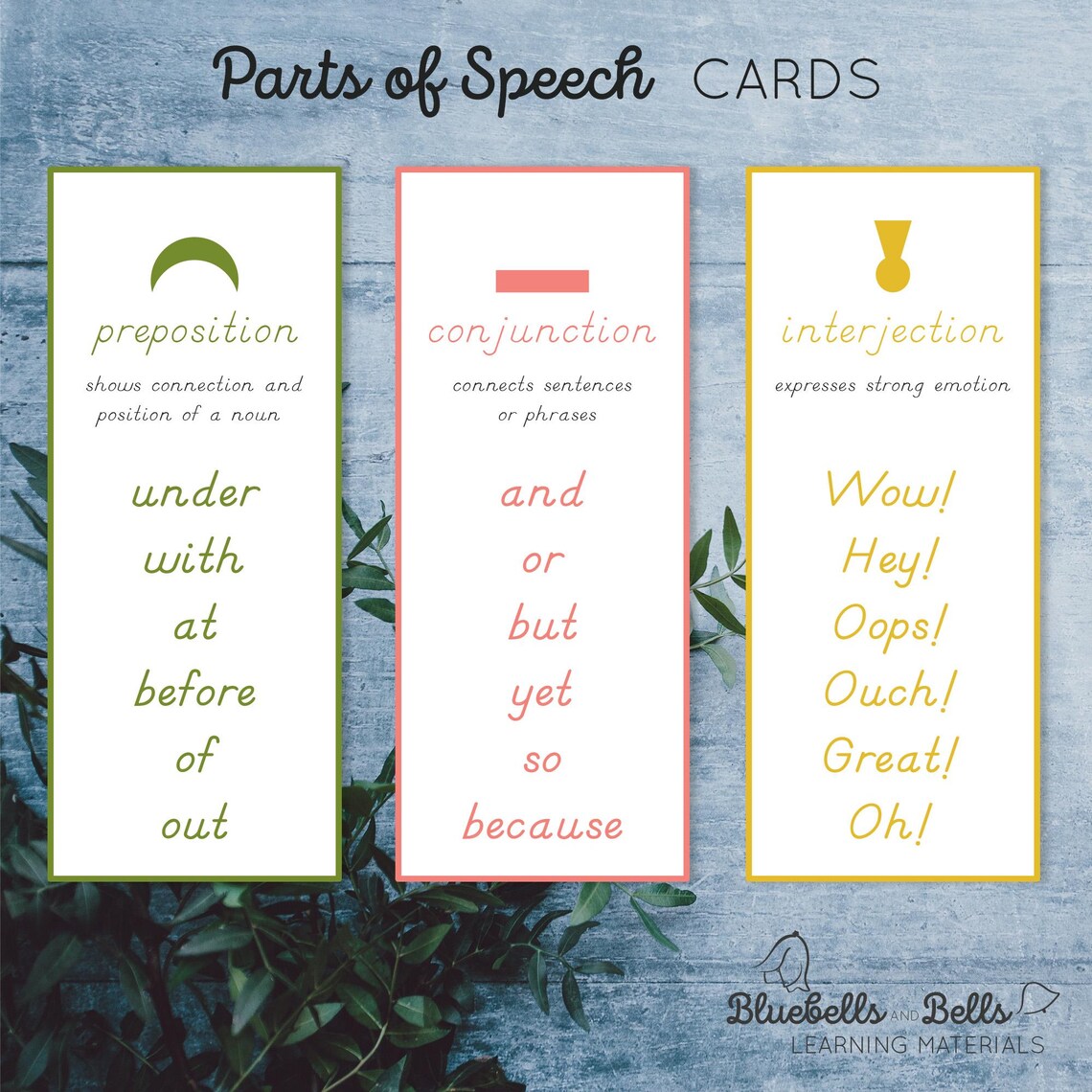 Montessori Parts of Speech Chart and Cards. Grammar Symbols Printable ...