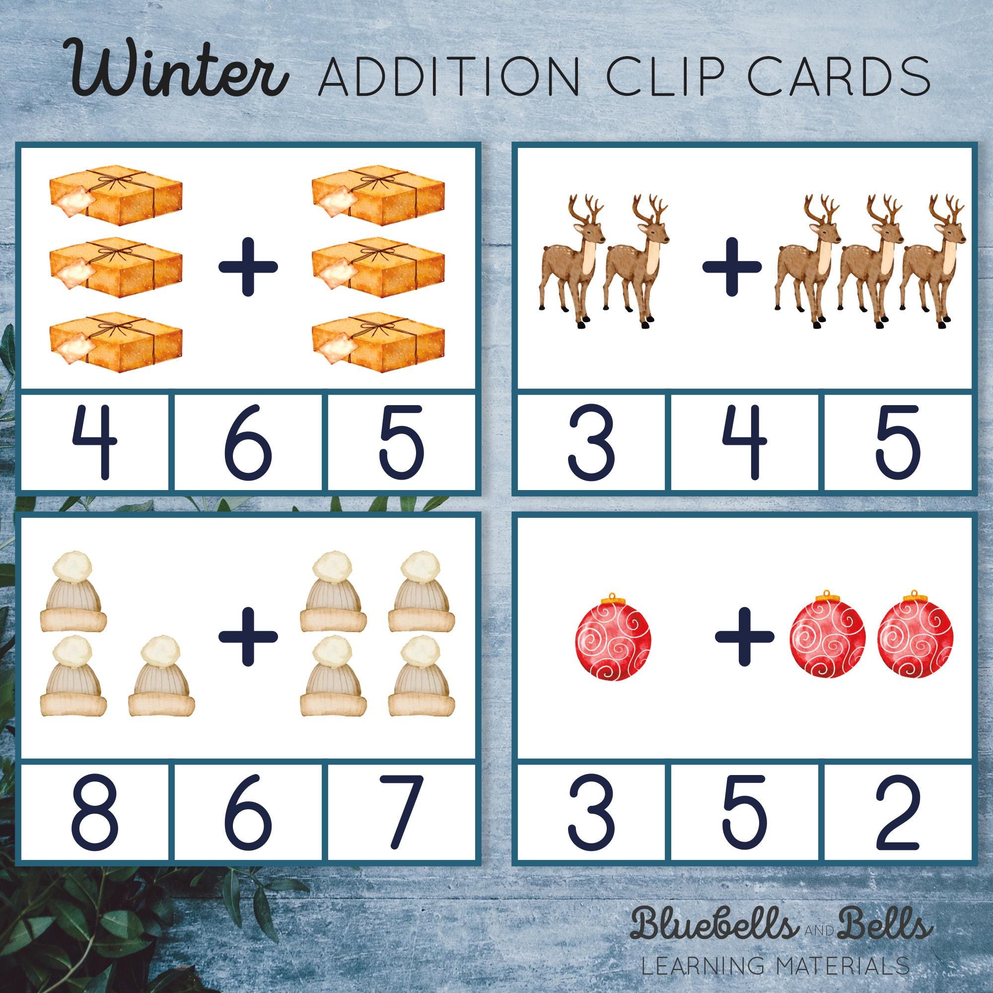 Montessori Winter Printable Addition Clip Cards. Preschool and ...