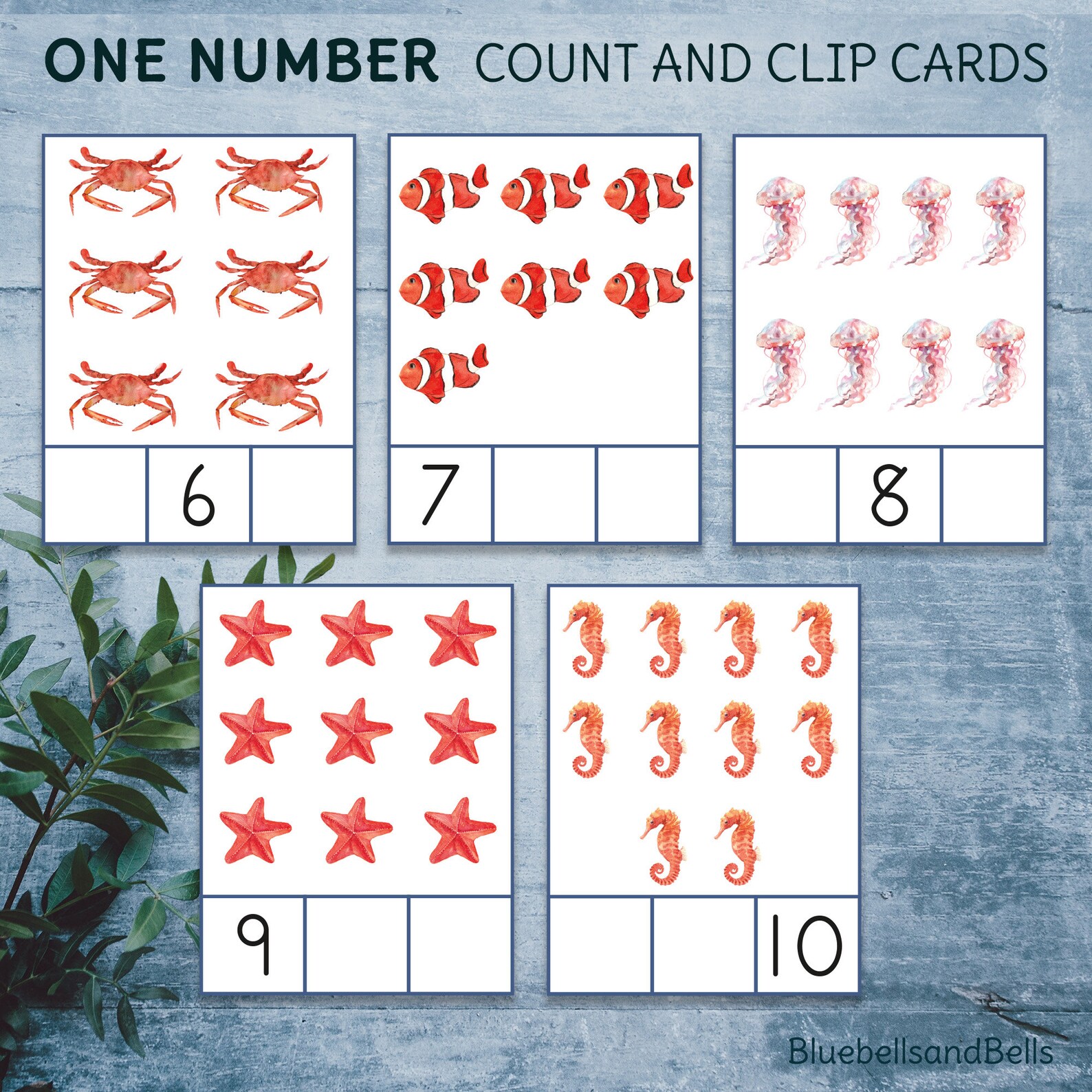 Special Education Errorless Count and Clip Cards 1-10 Ocean. - Etsy