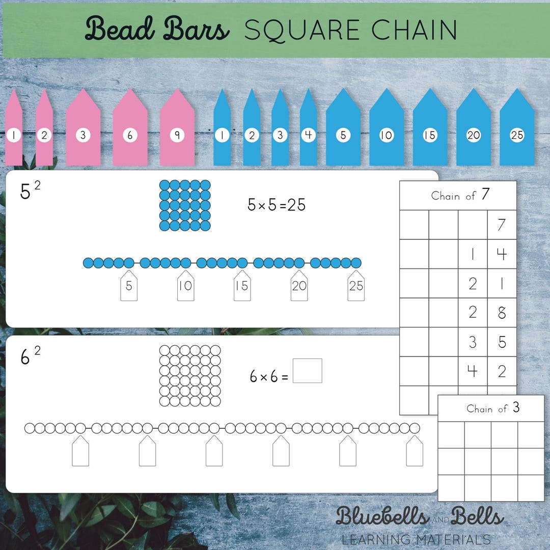 Skip Counting Montessori Square Chain Printable Labels, Control Charts ...