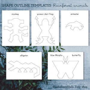 Rainforest Animals Pattern Blocks. Preschool Shape Matching Activity ...