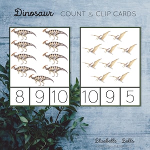 Dinosaur Count and Clip Cards 1-10. Preschool Montessori Math Printable ...