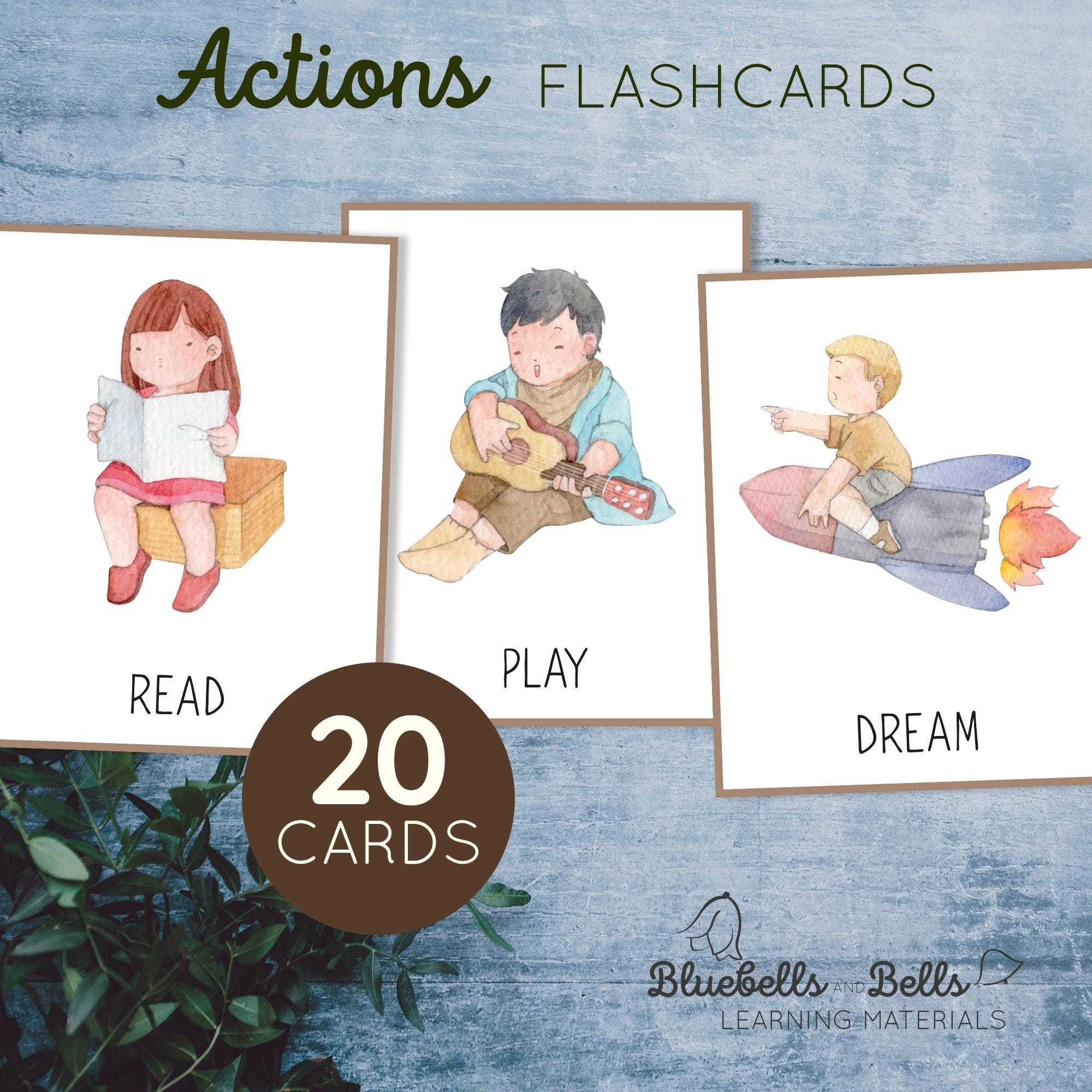 Verb Action Flash Cards. Vocabulary Printable Preschool and ...