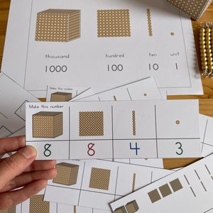 Montessori Golden Beads Printable Number Cards, Task Cards, Control ...