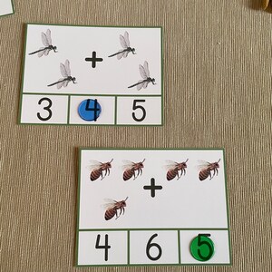 Montessori Spring Printable Insect Count and Clip Cards Addition 1-10 ...