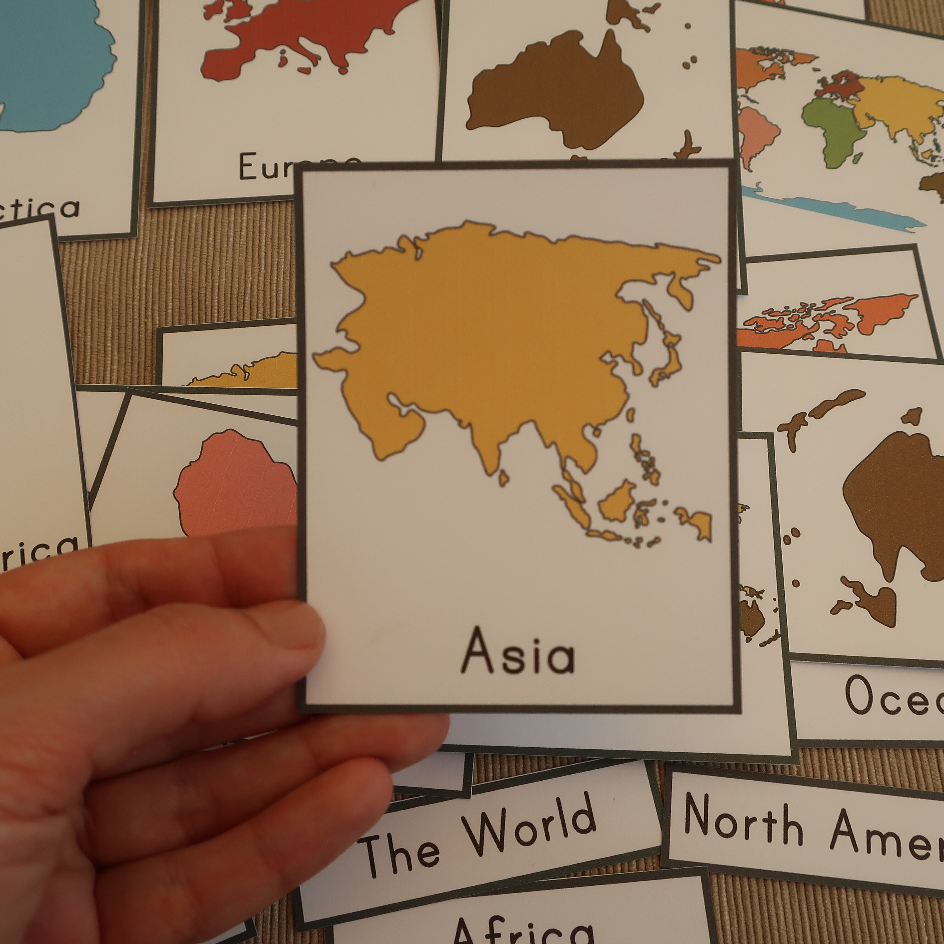 Continents Montessori Printable 3 Part Cards. - Etsy