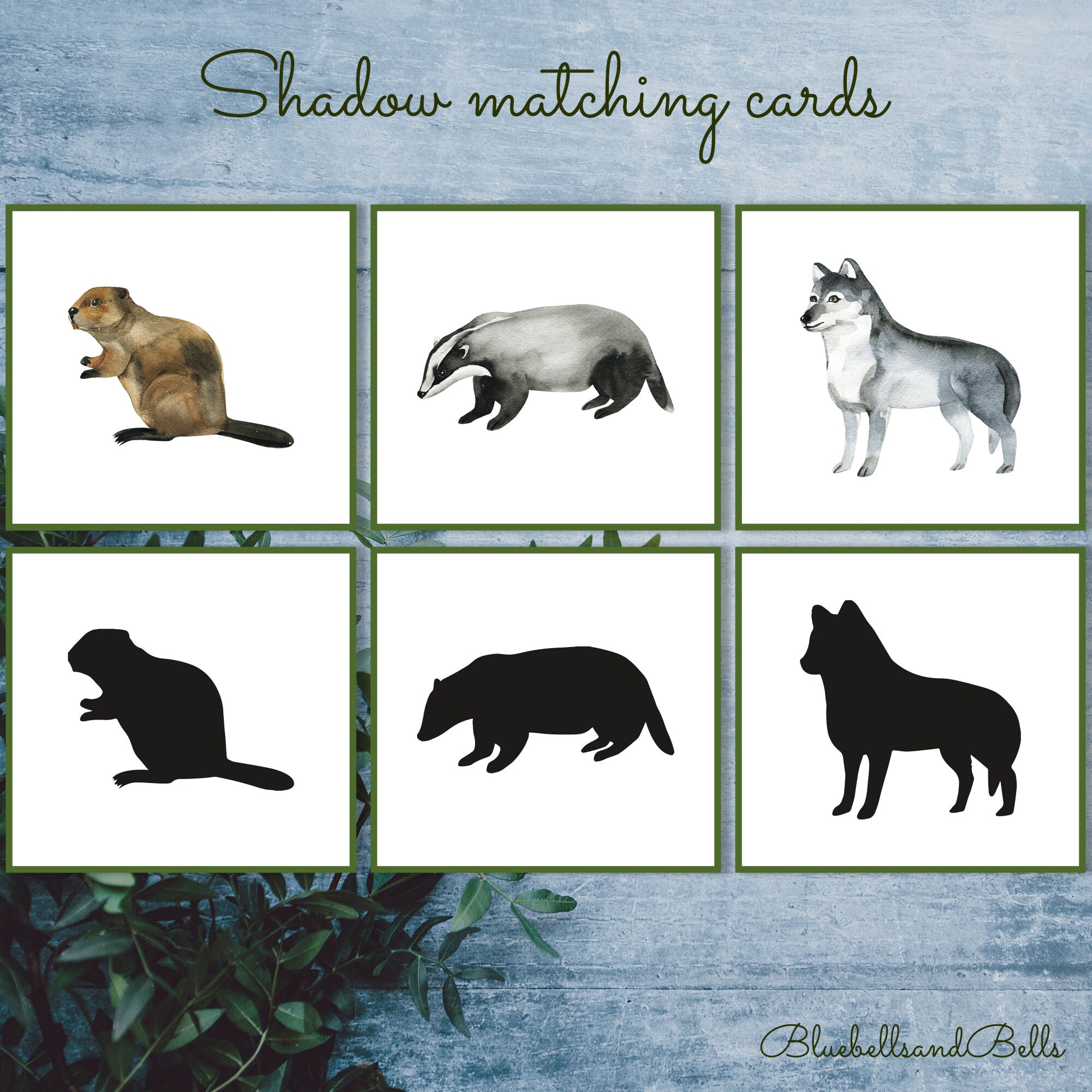Woodland Animal Montessori Printable Shadow Matching Cards. | Etsy
