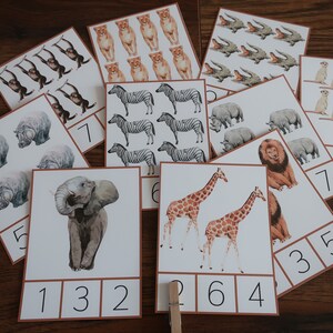 Africa Animal Printable Count and Clip Cards 1-10. Preschool Counting ...