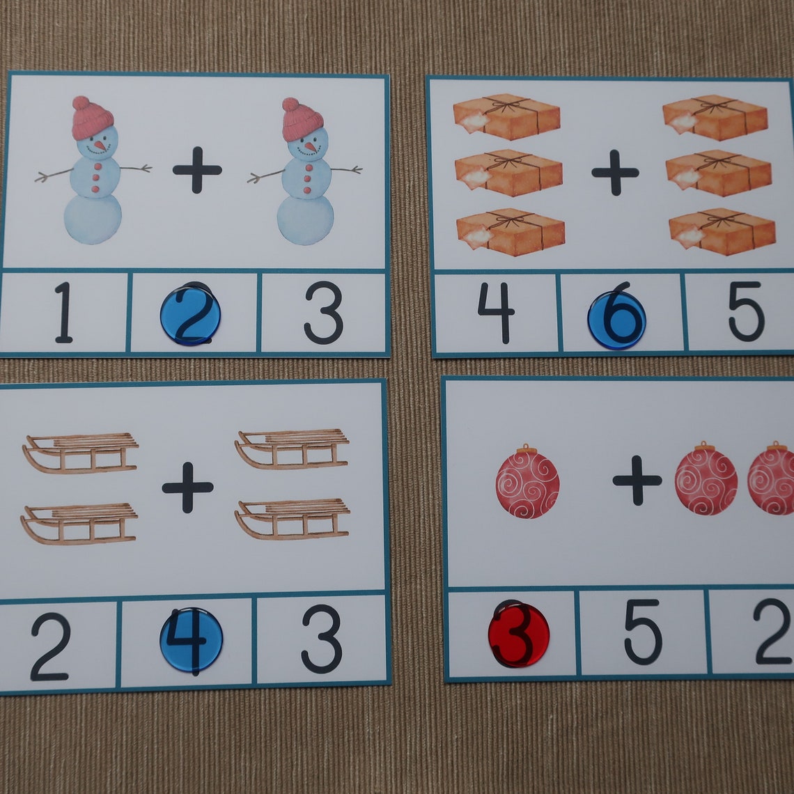 Montessori Winter Printable Addition Clip Cards. Preschool and | Etsy