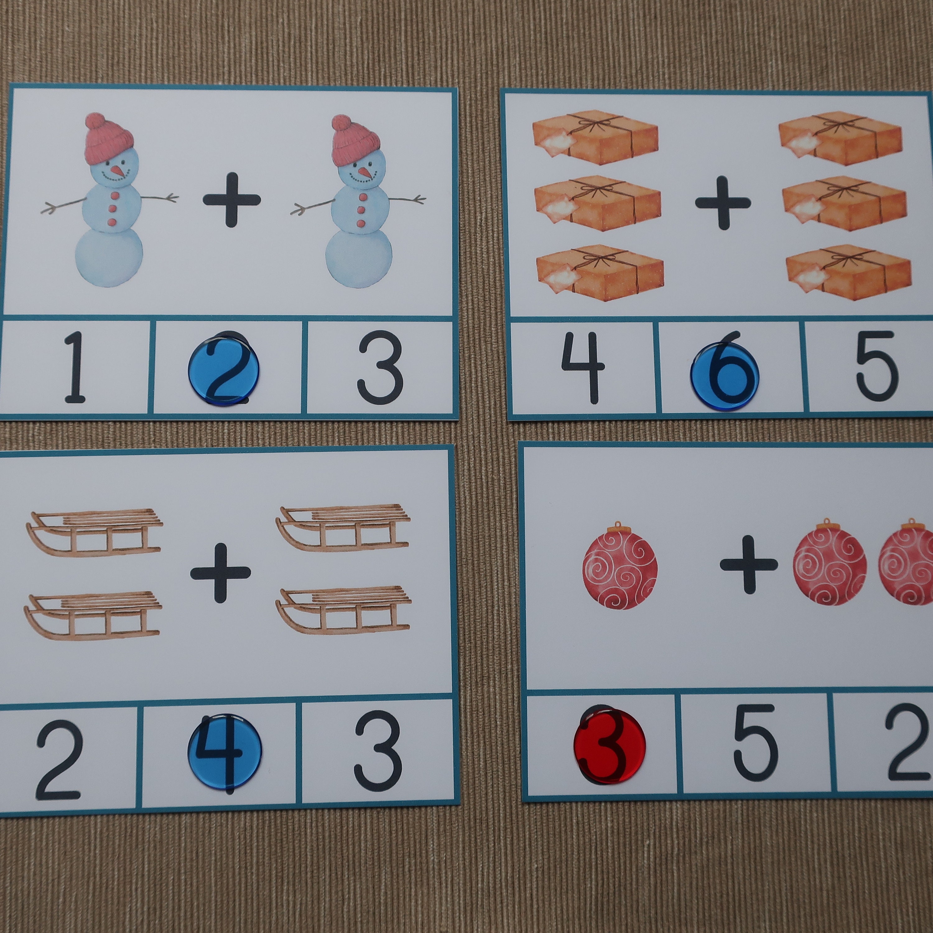 Montessori Winter Printable Addition Clip Cards. Preschool and - Etsy