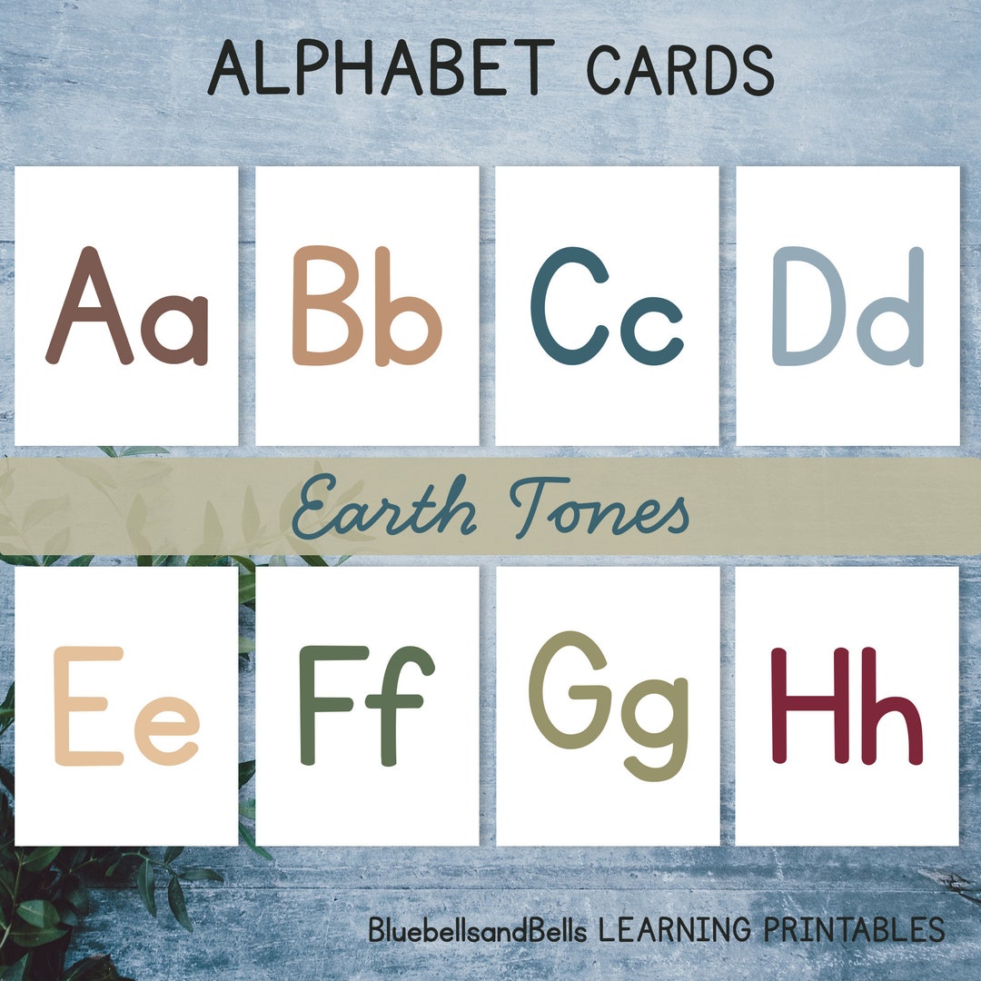 Earth Tones Alphabet Cards. Calming Nature Colors Letter Posters. - Etsy
