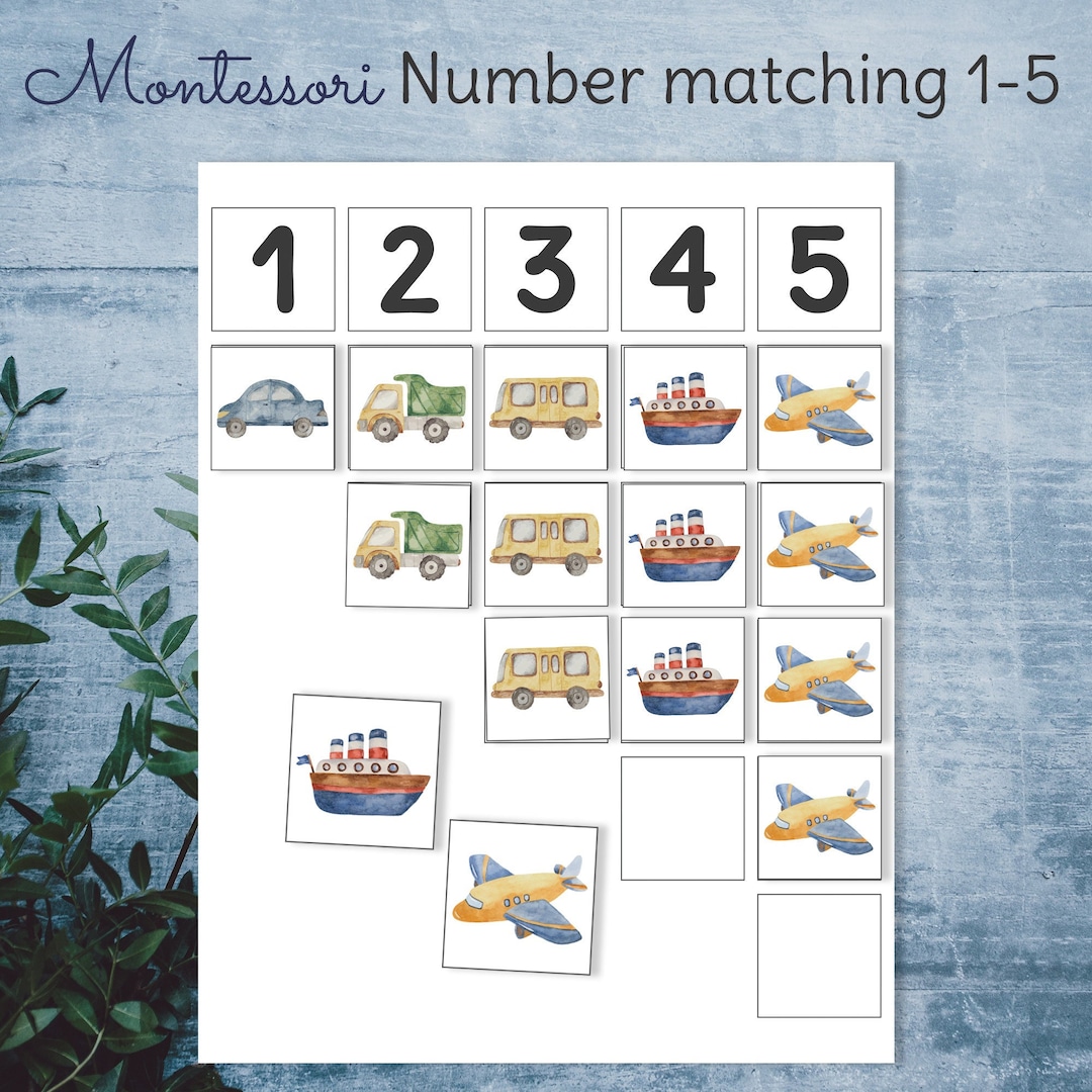 Montessori Toddler Counting Activity Printable Transportation 1-5 ...