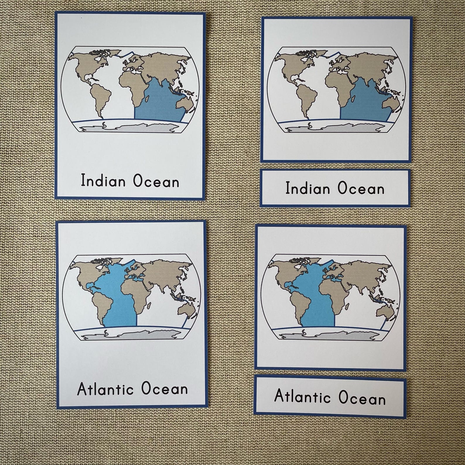 Oceans of the World 3 Part Cards. Montessori Geography Printable ...