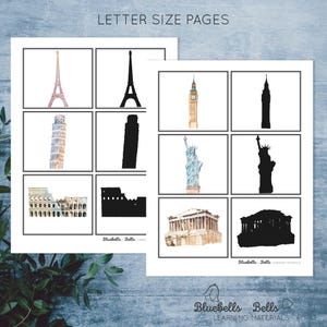 Landmarks of the World Cards Shadow Matching. Montessori Geography ...