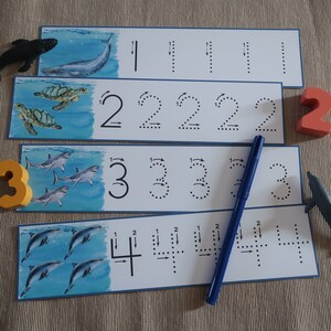 Ocean Number Tracing Printable. Preschool and Kindergarten Handwriting ...