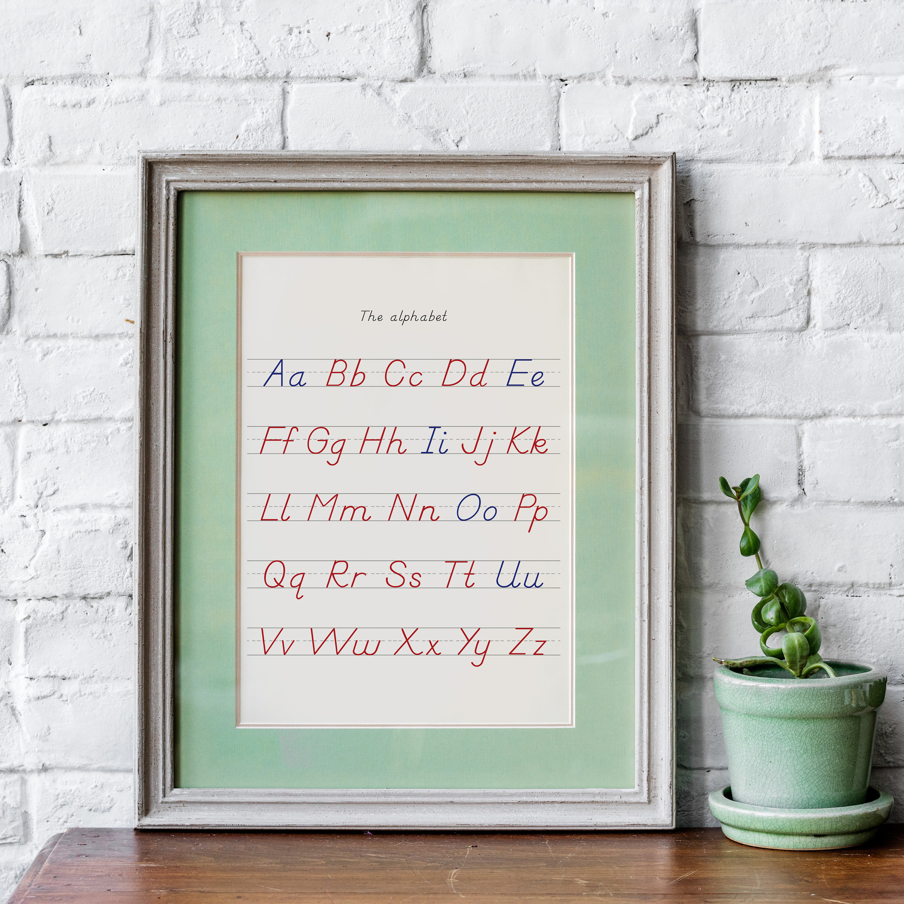 Montessori D'nealian Style Alphabet Poster Manuscript. - Etsy