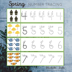 Spring Printable Number Tracing Strips. Spring Preschool and ...