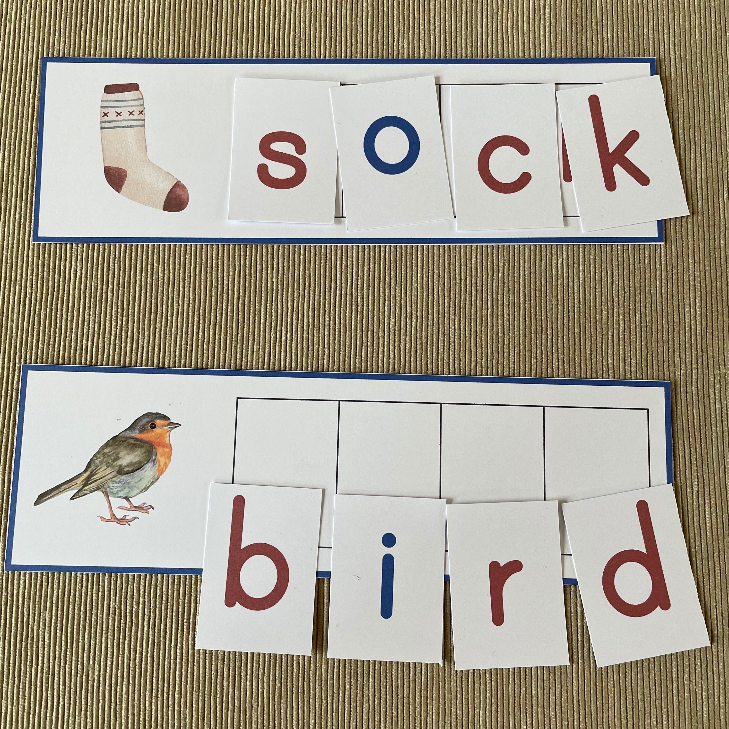 Montessori Moveable Alphabet Printable CVCC Words Cards for Letter ...