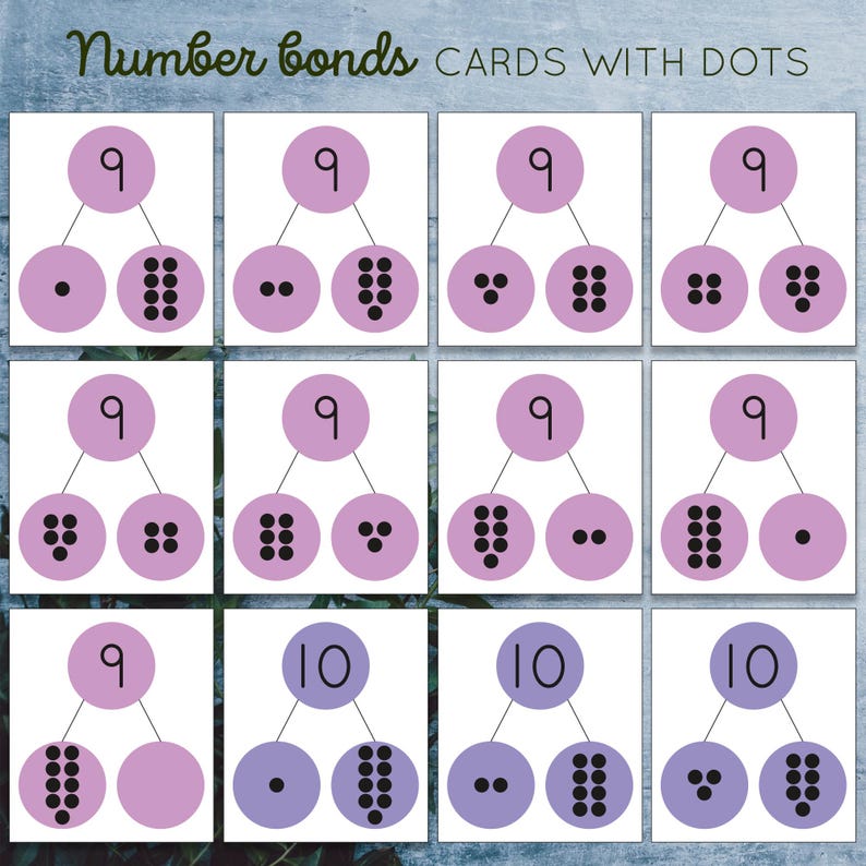 Number Bonds Flash Cards and Task Cards. Math Printable for ...