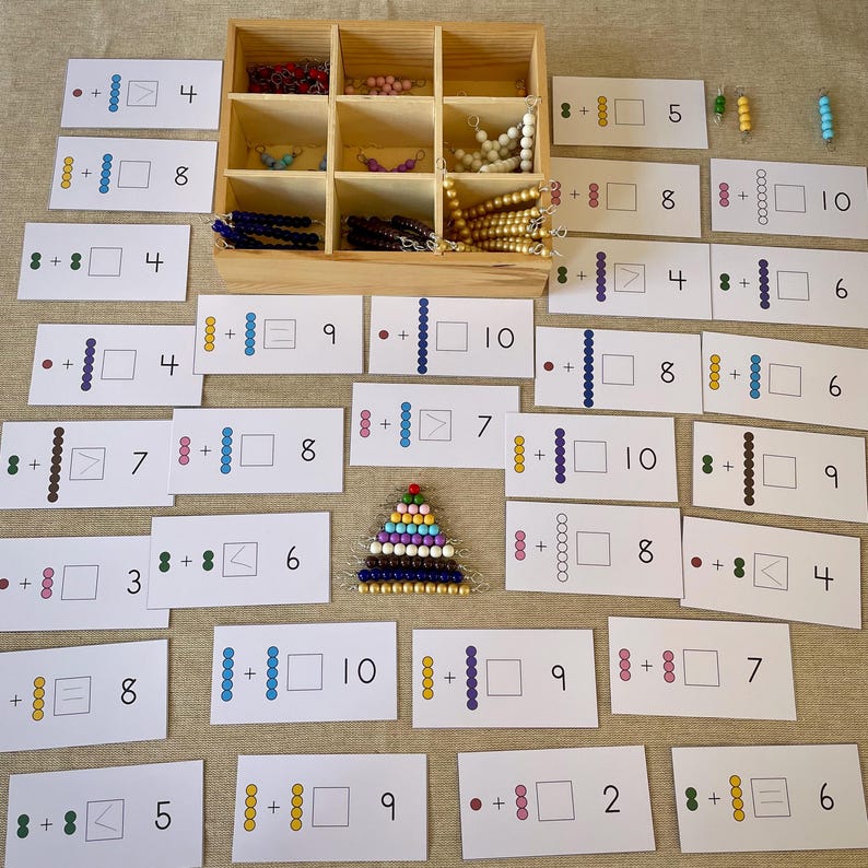 Montessori Bead Bars Comparing Numbers With Addition Equation. - Etsy