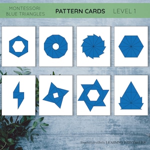 Montessori Blue Constructive Triangles Pattern Cards. Geometry ...