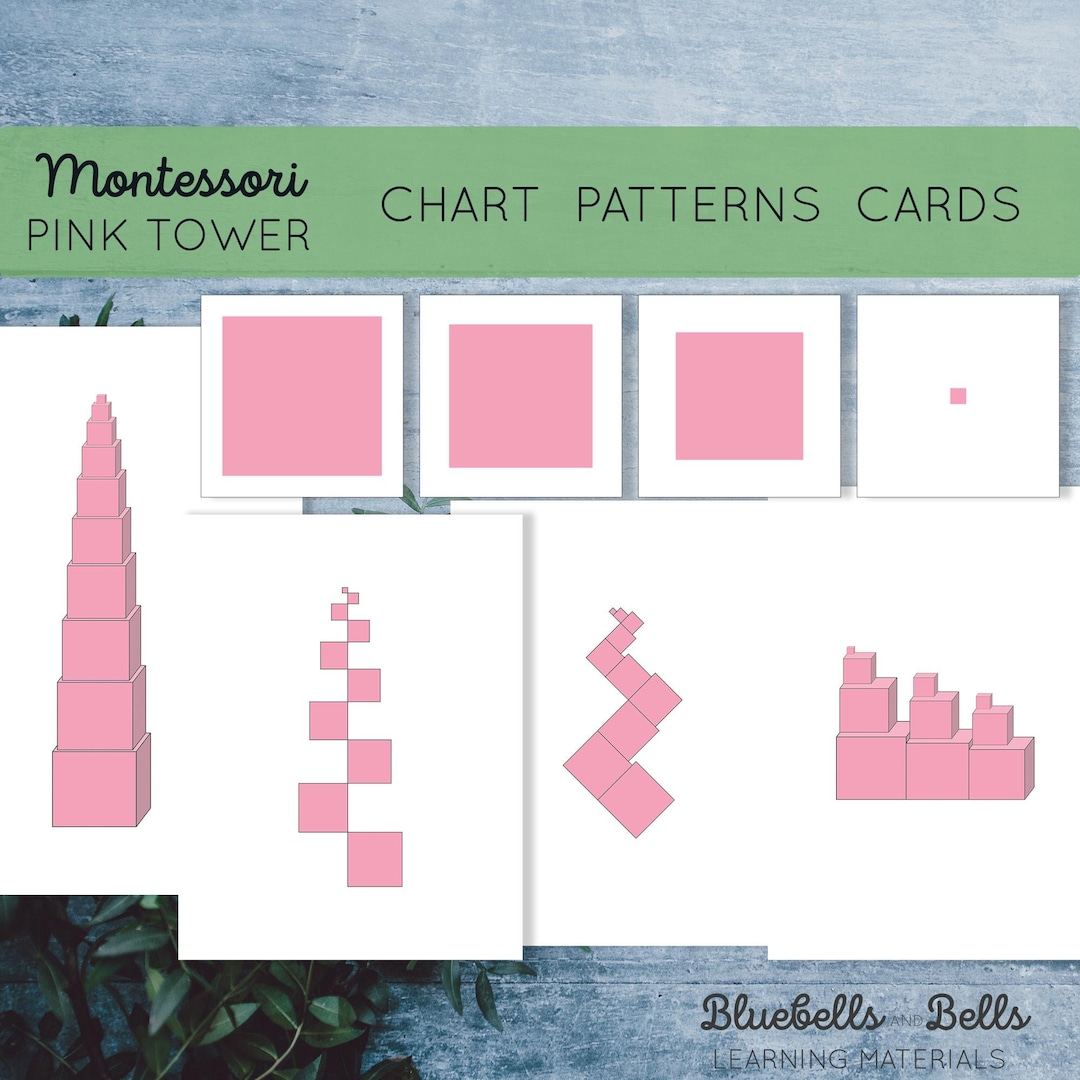 Pink Tower Printable Patterns, Matching Cards and Chart. Montessori ...