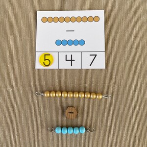 Montessori Bead Bar Subtraction Clip Cards. Kindergarten and 1st Grade ...