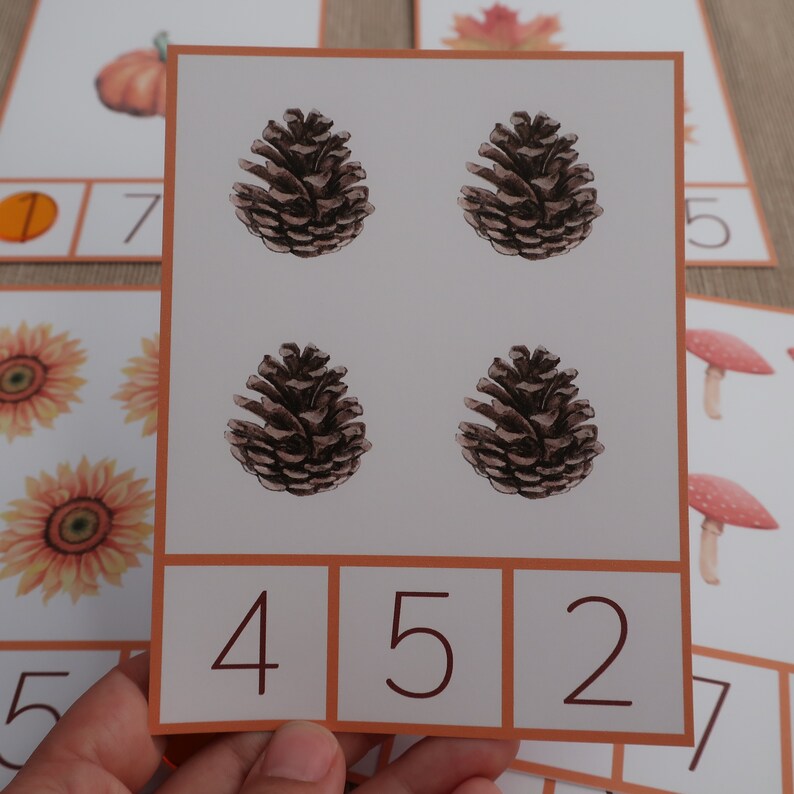 Autumn Preschool Printable Count and Clip Cards 1-10. | Etsy