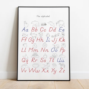 Montessori Phonics Poster D'nealian. Alphabet Printable Classroom. - Etsy