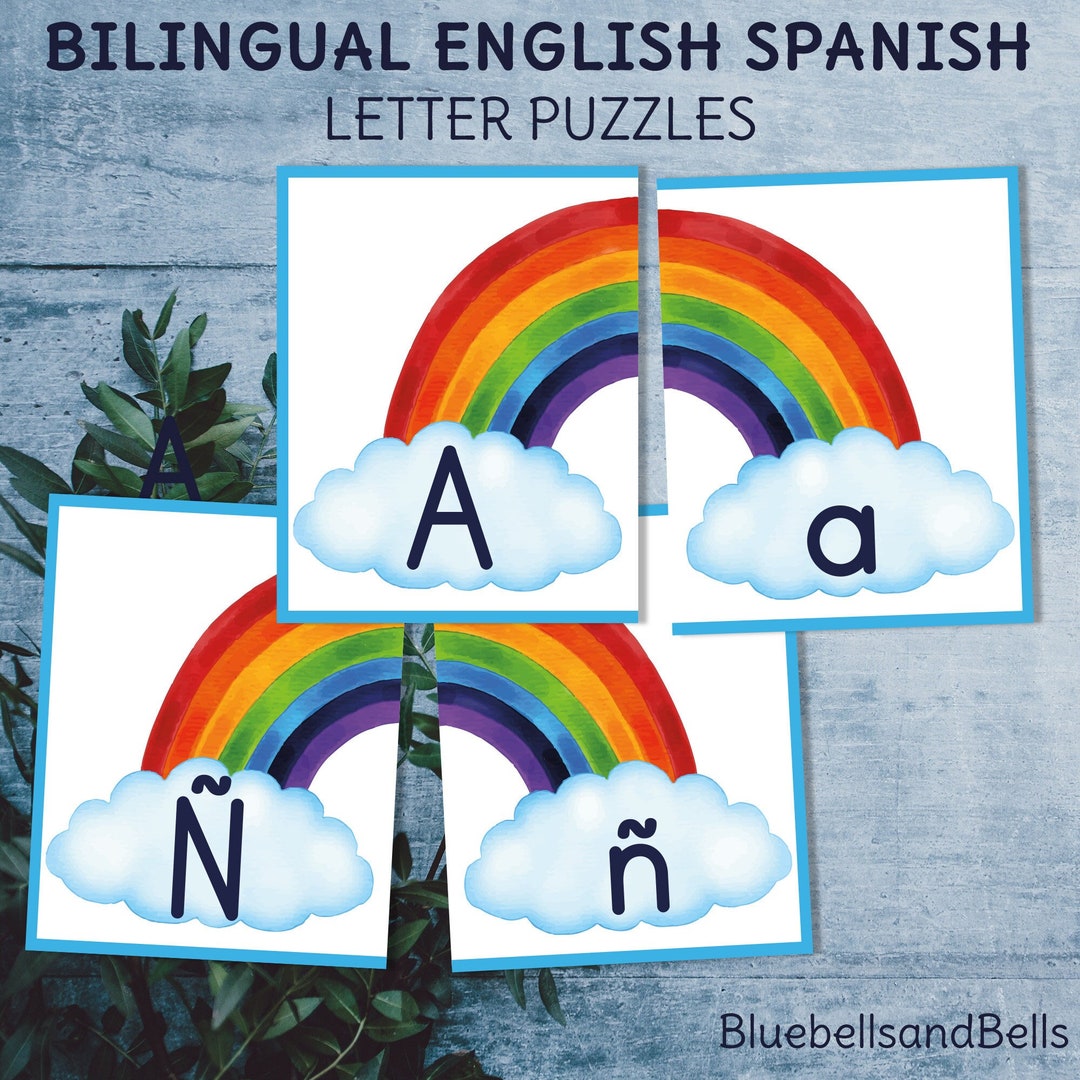 Bilingual English Spanish Letter Matching Printable Rainbow Puzzles ...