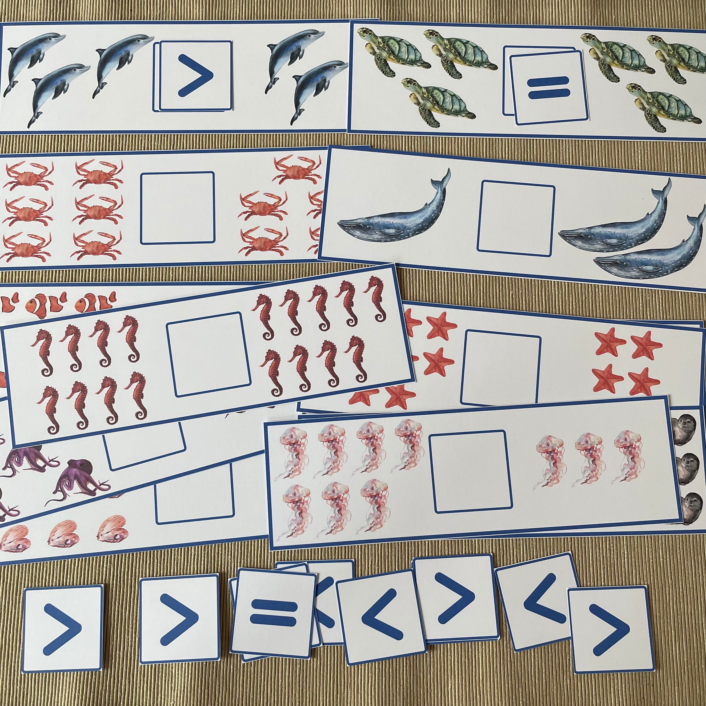 Comparing Numbers Preschool Ocean. Kindergarten More Than, Equal To ...
