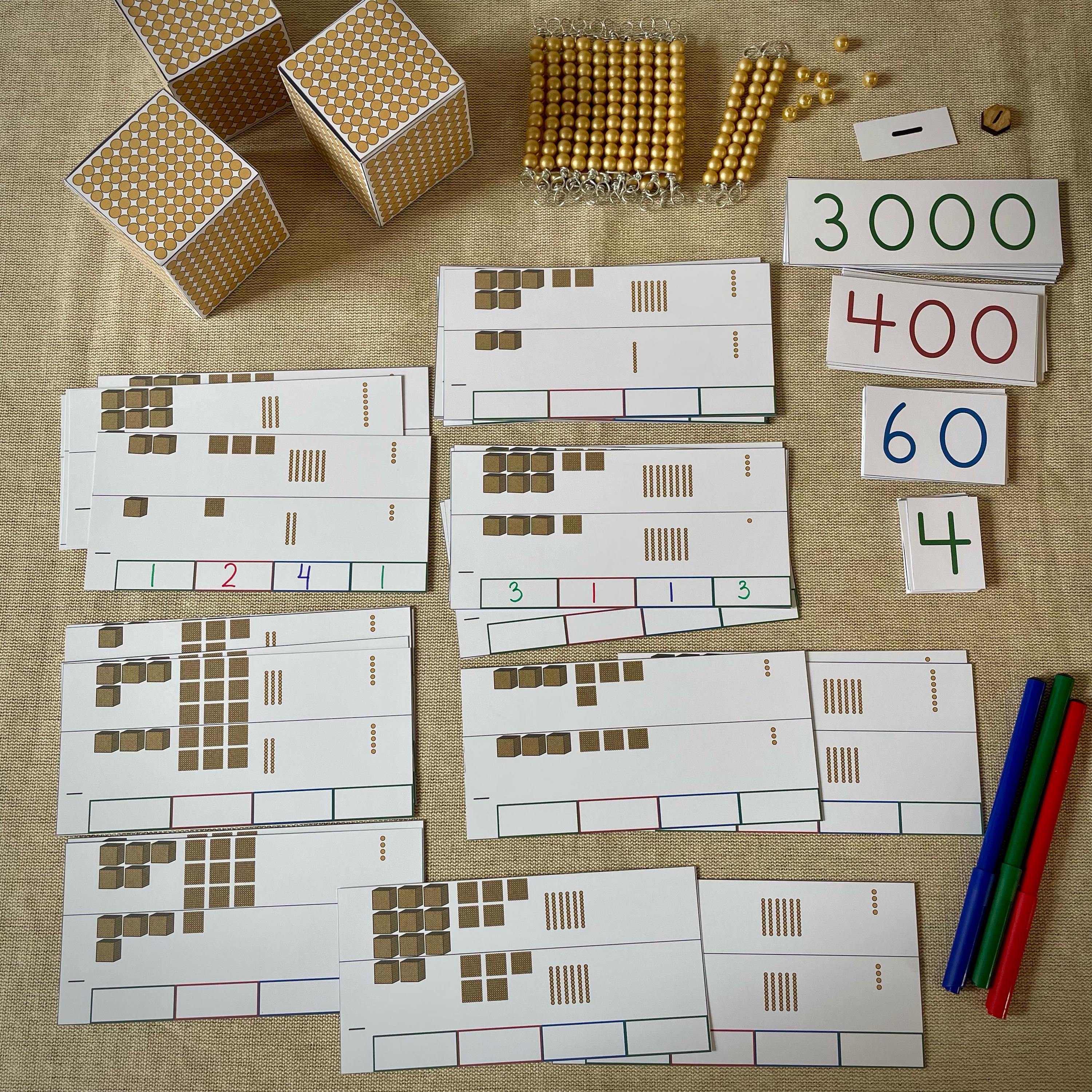 Montessori Golden Beads Static Subtraction to 9999. Extension Math ...