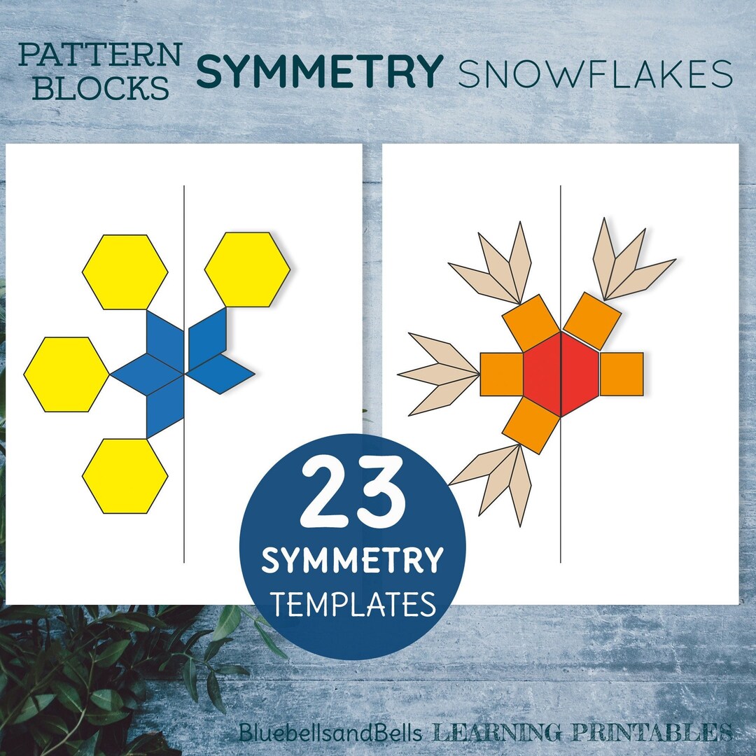 Snowflake Pattern Blocks Symmetry. Winter Preschool and Kindergarten ...
