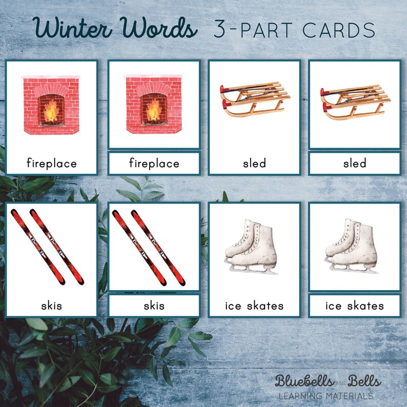 Winter Montessori Printable Vocabulary 3 Part Cards. Preschool and ...