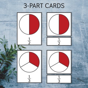 Fractions Preschool and Kindergarten Activities 1-6. Montessori 3-part ...