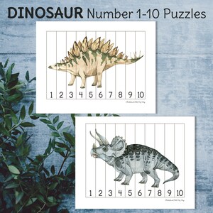 Dinosaur Puzzle Number Sequence 1-10. Montessori Preschool - Etsy
