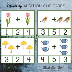 Montessori Spring Printable Addition Clip Cards. Preschool and ...