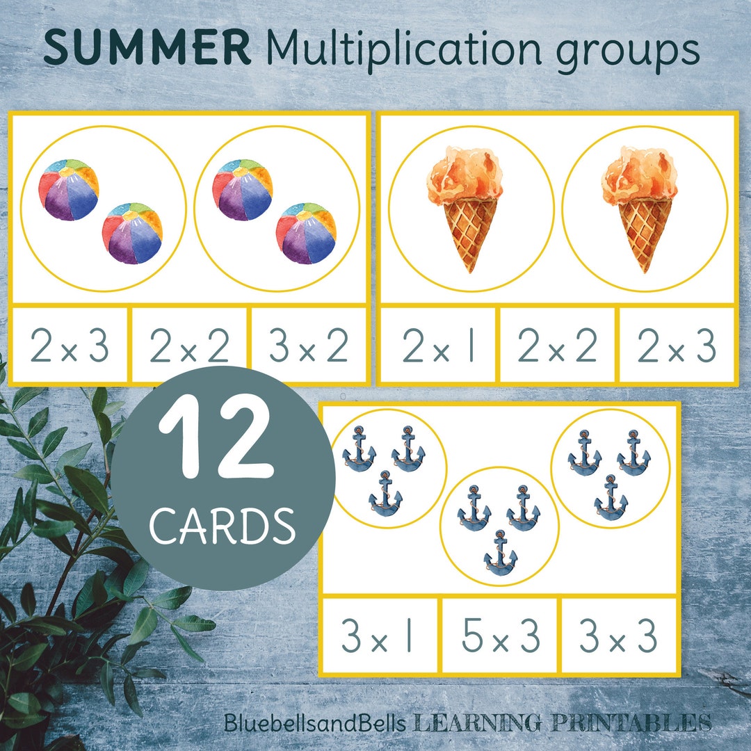 Summer Montessori Printable Multiplication Groups Clip Cards ...
