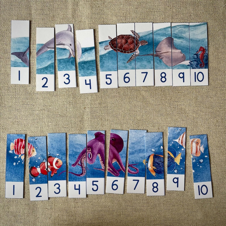 Ocean Printable Puzzle Number 1-10. Preschool Number Sequence Activity ...