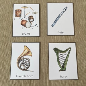 Musical Instrument Flashcards. Preschool and Kindergarten Watercolor ...